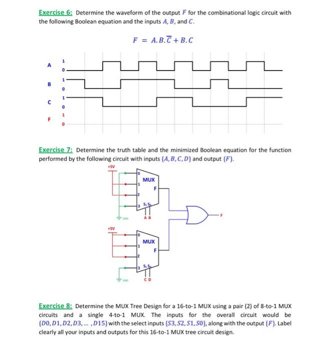 Solved Exercise 6: Determine the waveform of the output F | Chegg.com