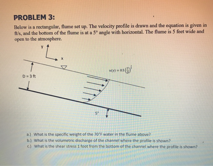 Solved PROBLEM 3: Below is a rectangular, flume set up. The | Chegg.com
