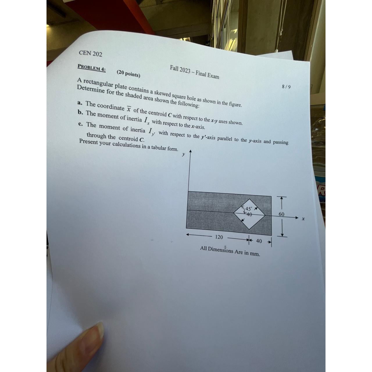 Solved A rectangular plate contains a skewed square hole as | Chegg.com