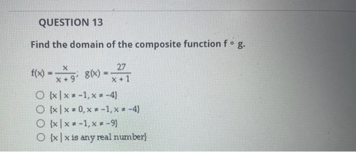 Solved Find the domain of the composite function f∘g. | Chegg.com