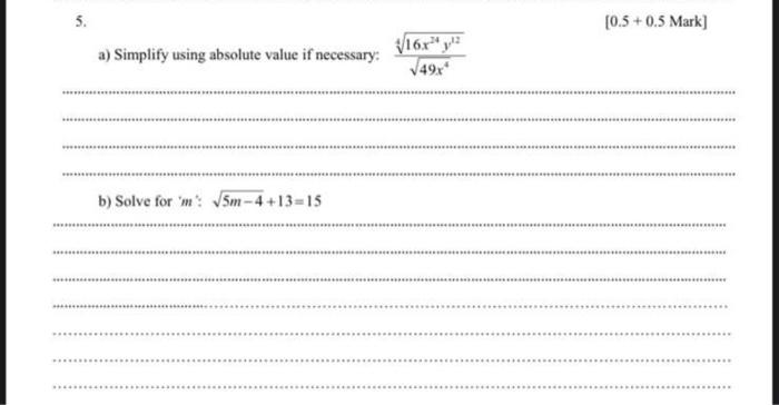 Solved 5. a) Simplify using absolute value if necessary: | Chegg.com