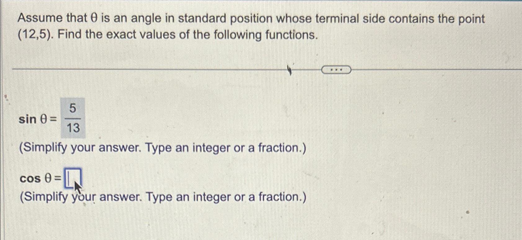 Solved Assume that θ ﻿is an angle in standard position whose | Chegg.com