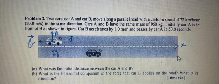Solved Problem 2. Two cars, car A and car B, move along a | Chegg.com