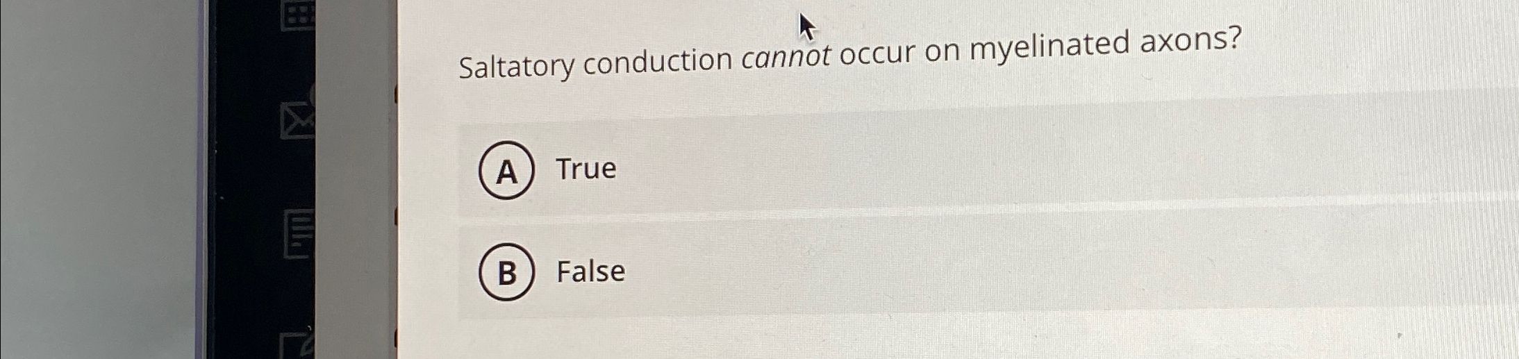 Solved Saltatory conduction cannot occur on myelinated | Chegg.com