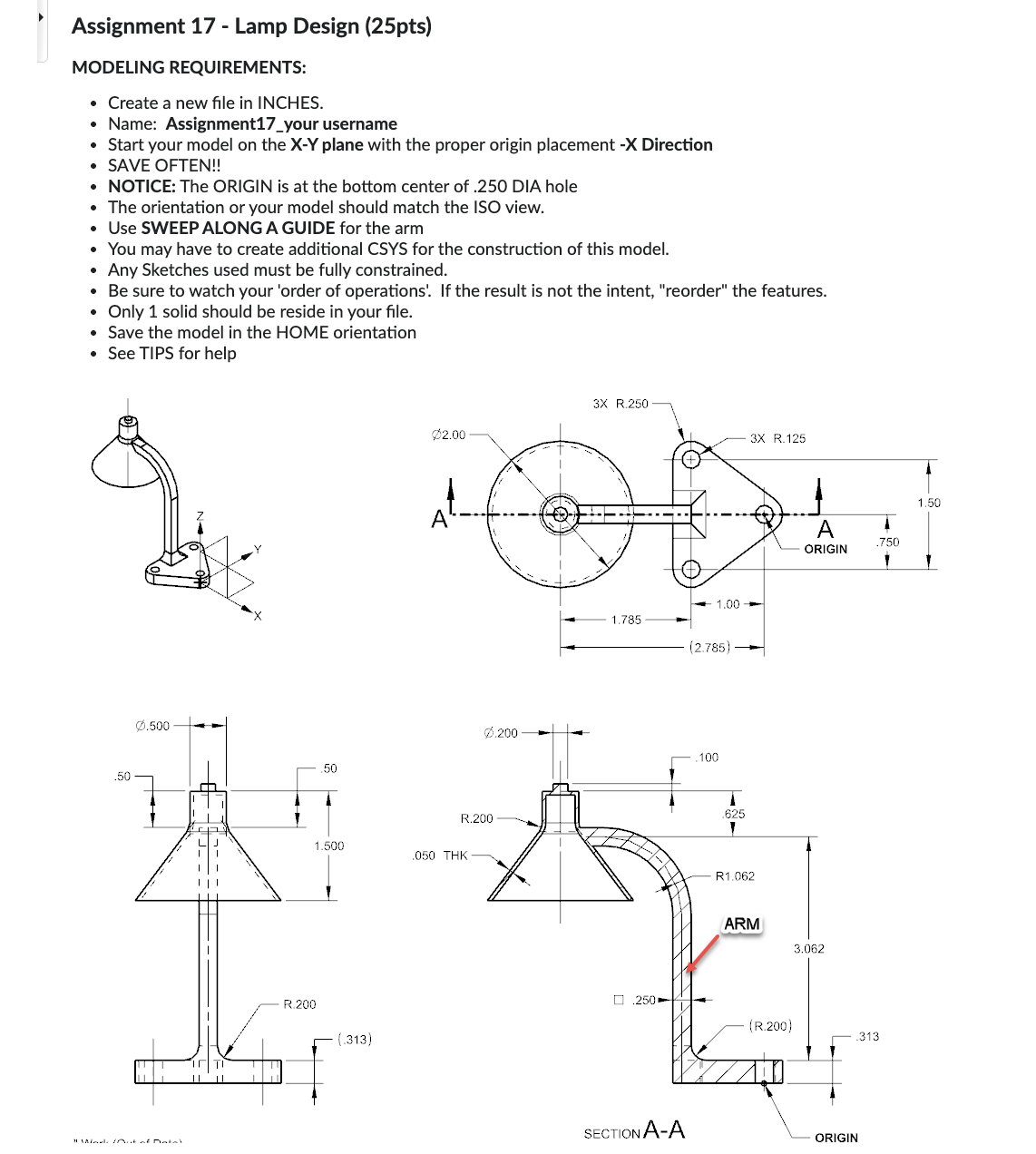 Solved Assignment 17 - ﻿Lamp Design (25pts) ﻿MODELING | Chegg.com