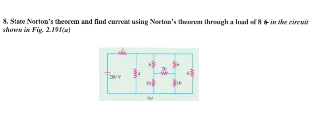 State Norton's theorem and find current using | Chegg.com