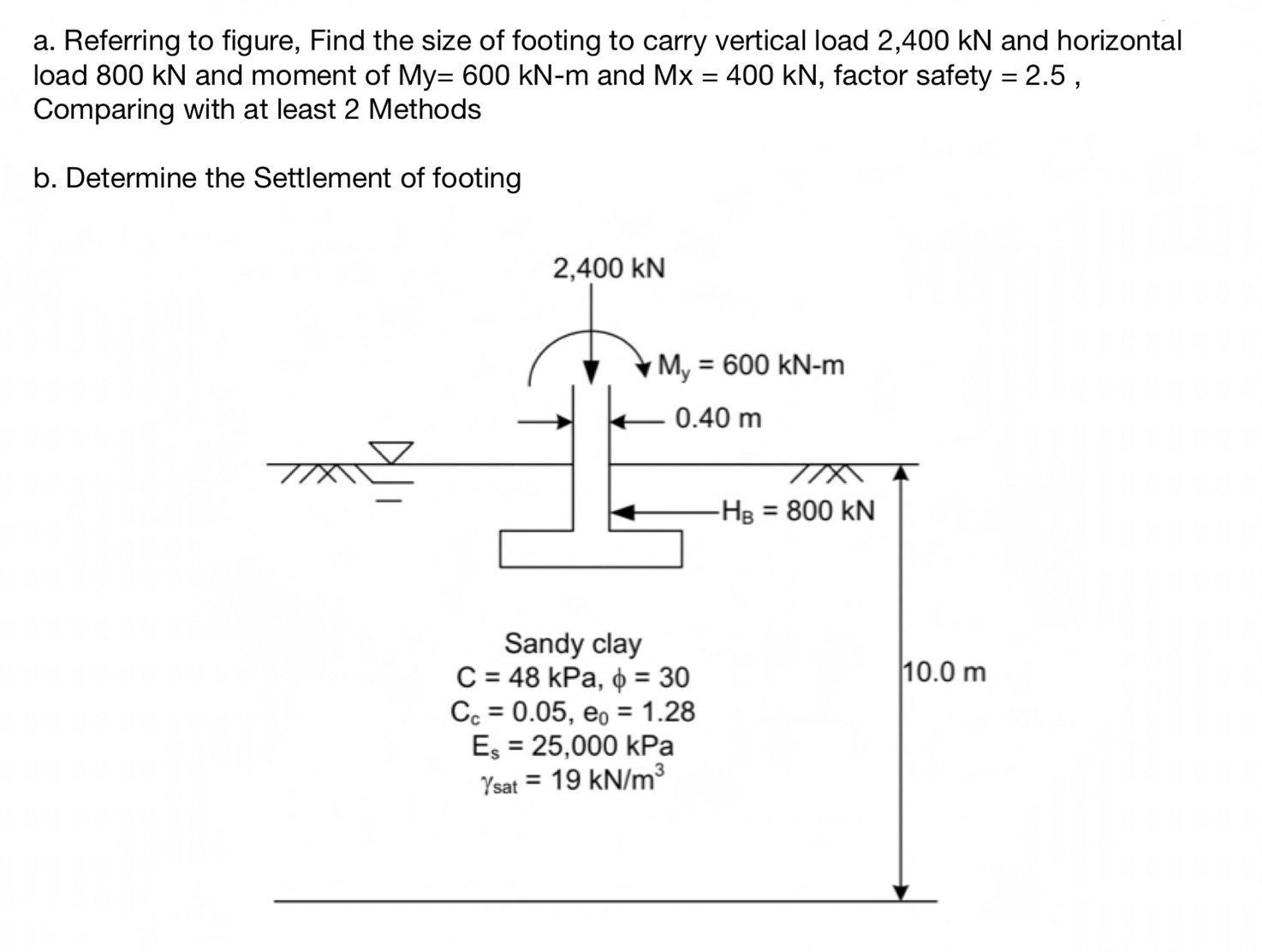 a. ﻿Referring to figure, Find the size of footing to | Chegg.com