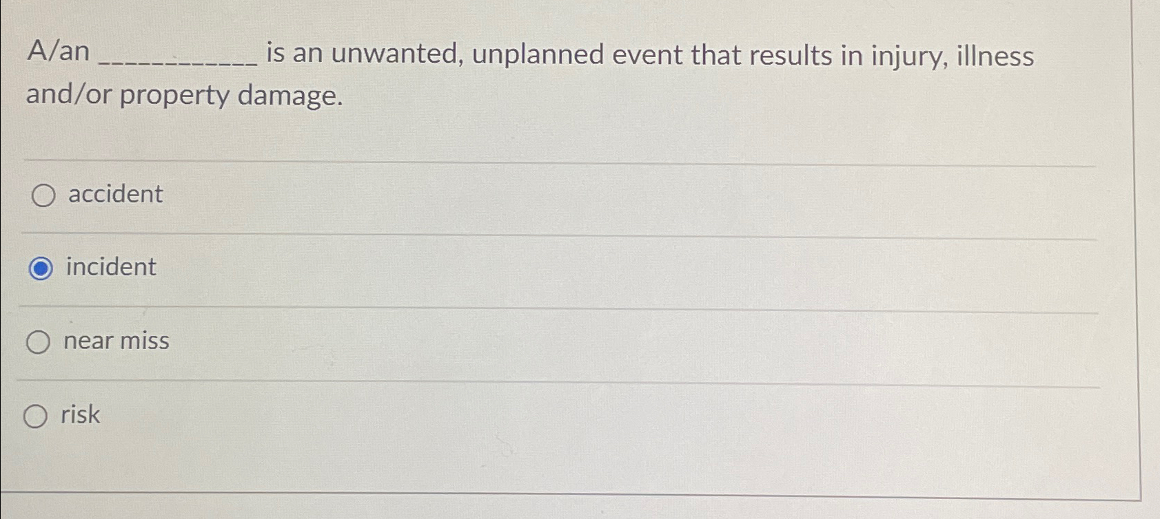 Solved A/an is an unwanted, unplanned event that results in | Chegg.com