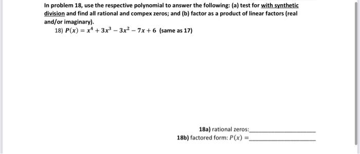 Solved In problem 18 , use the respective polynomial to | Chegg.com