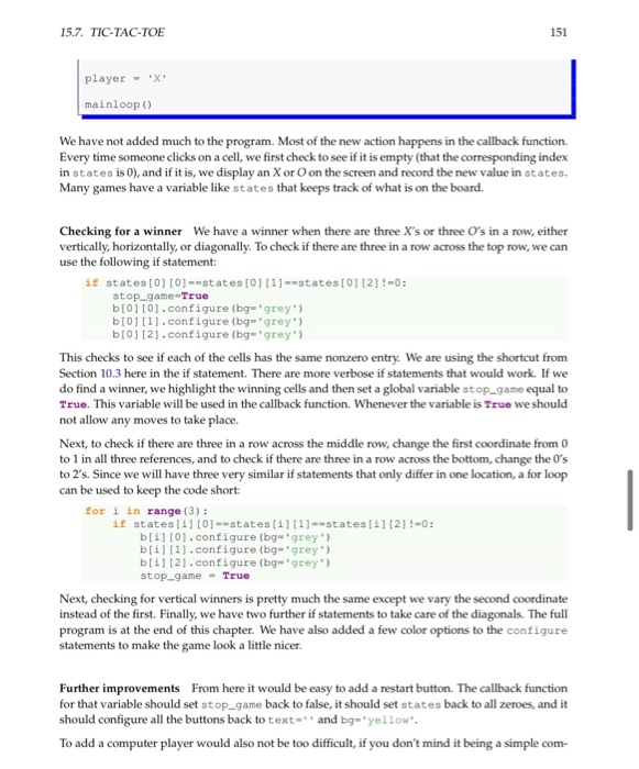 Solved 15.7 Tic-tac-toe Using Tkinter, in only about 20 | Chegg.com