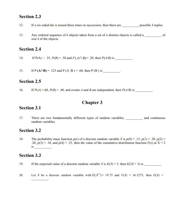 Solved Section 2.3If a six-sided die is tossed three times | Chegg.com