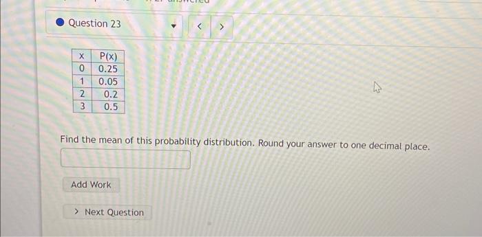 Solved Find the mean of this probability distribution. Round | Chegg.com