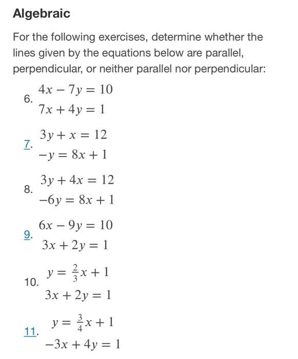 Solved Algebraic For the following exercises, determine | Chegg.com