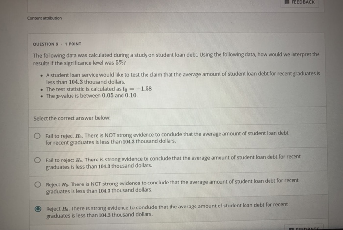 Solved FEEDBACK Content attribution QUESTION 9.1 POINT The | Chegg.com