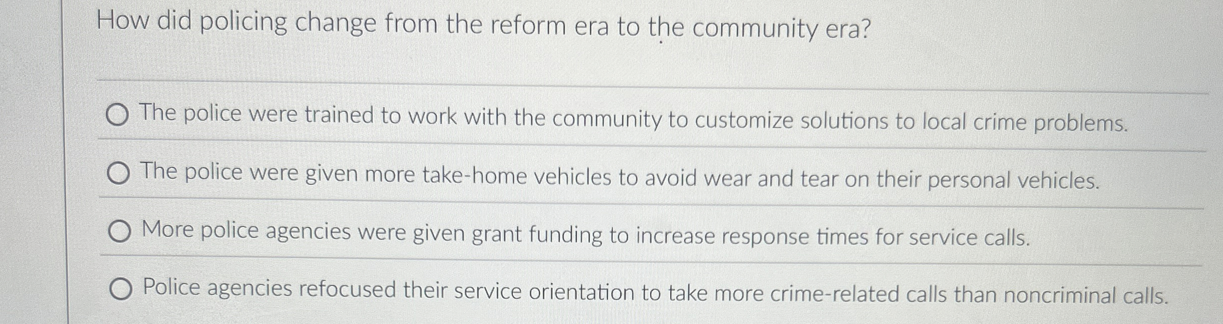 Solved How did policing change from the reform era to the | Chegg.com