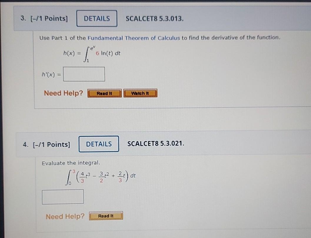 Solved 3. [-/1 Points] DETAILS SCALCET8 5.3.013. Use Part 1 | Chegg.com