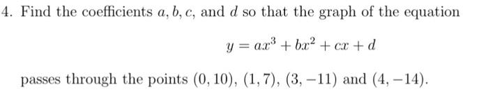 Solved Find the coefficients a,b,c, and d so that the graph | Chegg.com