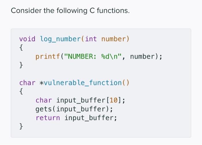 Solved Consider the following C functions. void | Chegg.com