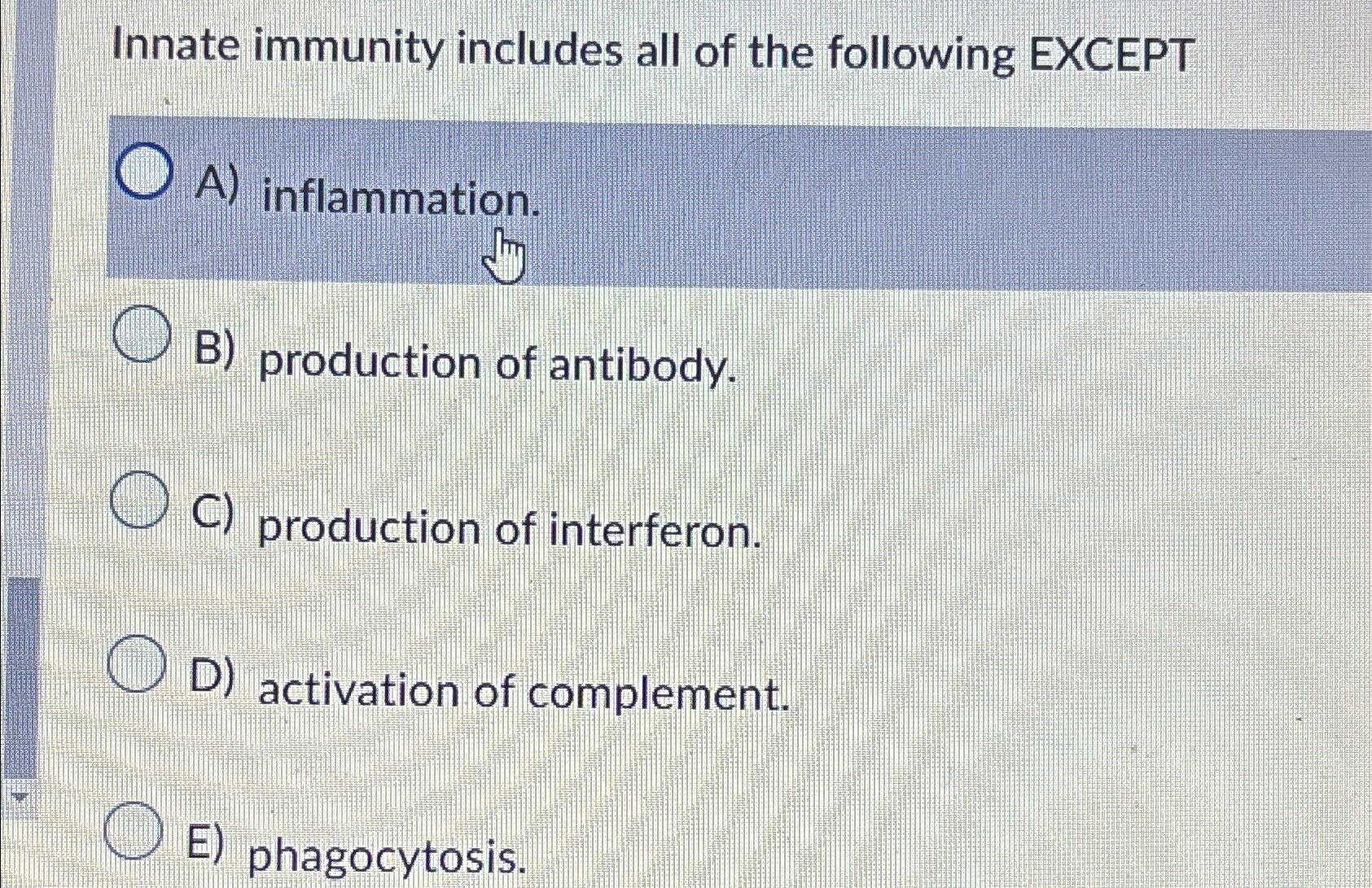 Solved Innate immunity includes all of the following | Chegg.com