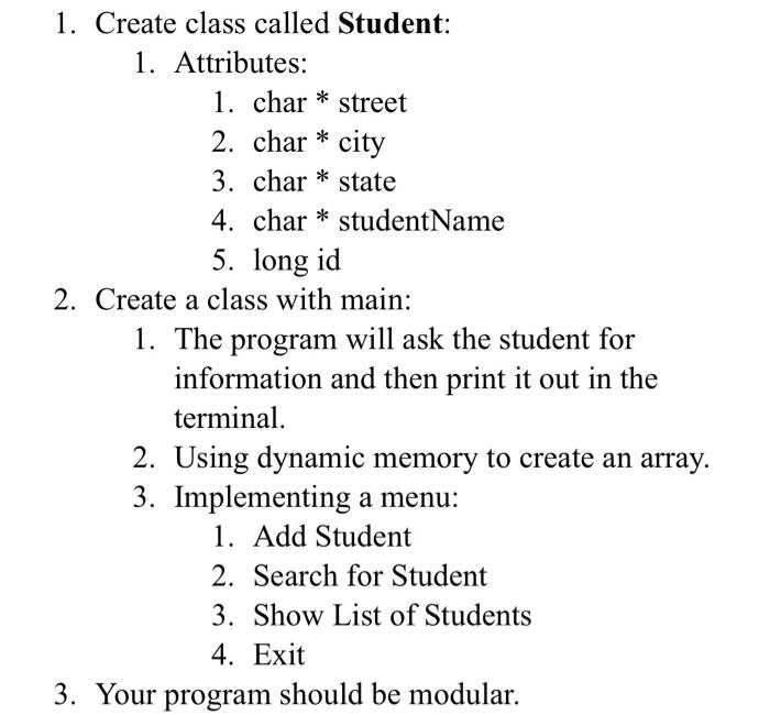 Solved 1. Create class called Student: 1. Attributes: 1. | Chegg.com