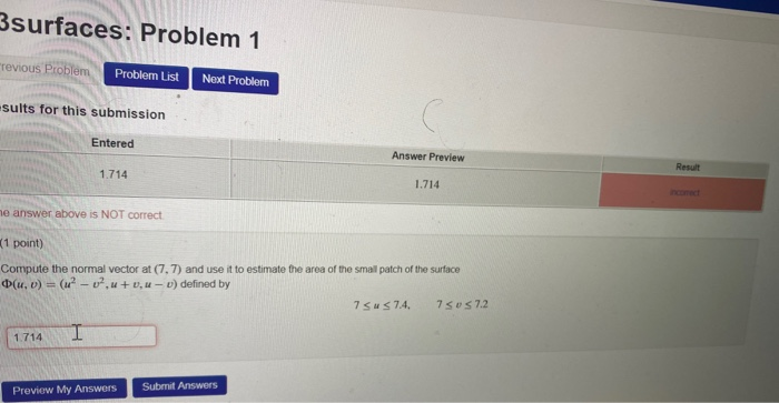 Solved surfaces: Problem 1 revious Problem Problem List Next | Chegg.com
