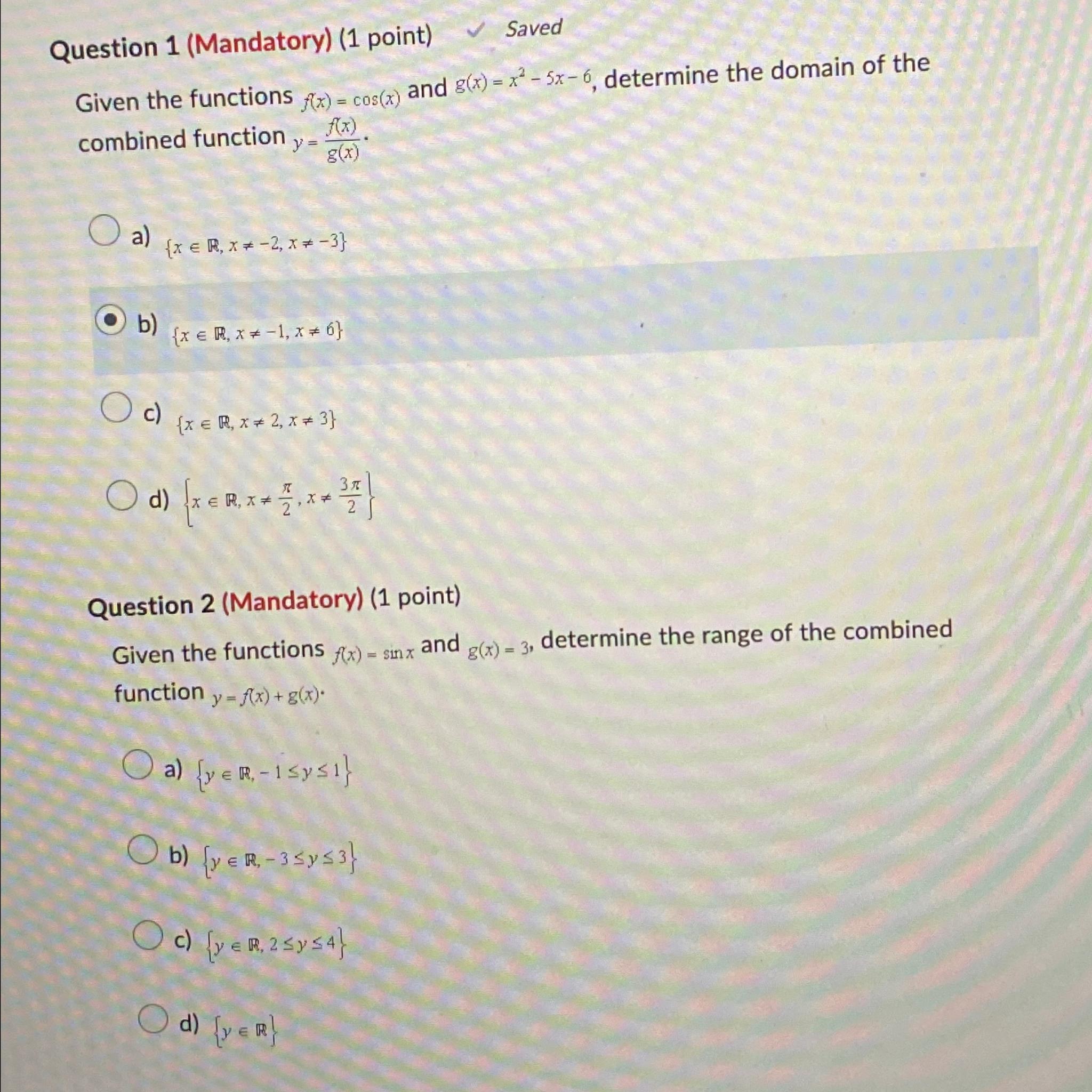 Solved Question 1 (Mandatory) (1 ﻿point)SavedGiven the | Chegg.com