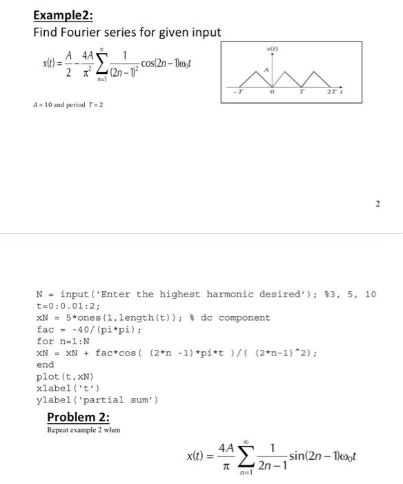 Solved Example2: Find Fourier series for given input | Chegg.com