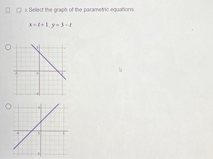Solved 3. Select the graph of the parametric equations. | Chegg.com