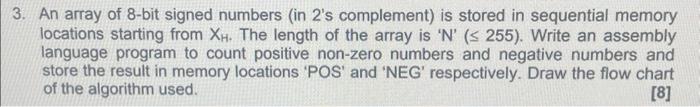 Solved An array of 8-bit signed numbers (in 2's complement) | Chegg.com