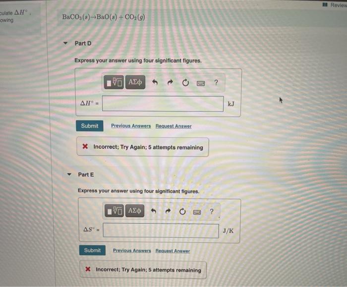 Solved Use data in Appendix C in the textbook to calculate | Chegg.com