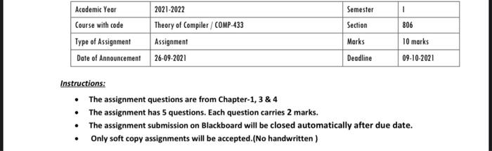 Solved Only soft copy assignments will be accepted.(No | Chegg.com
