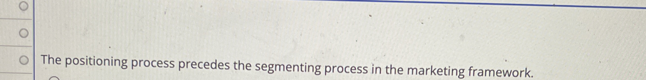 Solved The positioning process precedes the segmenting | Chegg.com