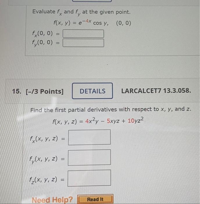 Solved Find both first partial derivatives. z = 2 sin(x + | Chegg.com