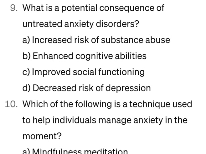 Solved What is a potential consequence of untreated anxiety | Chegg.com