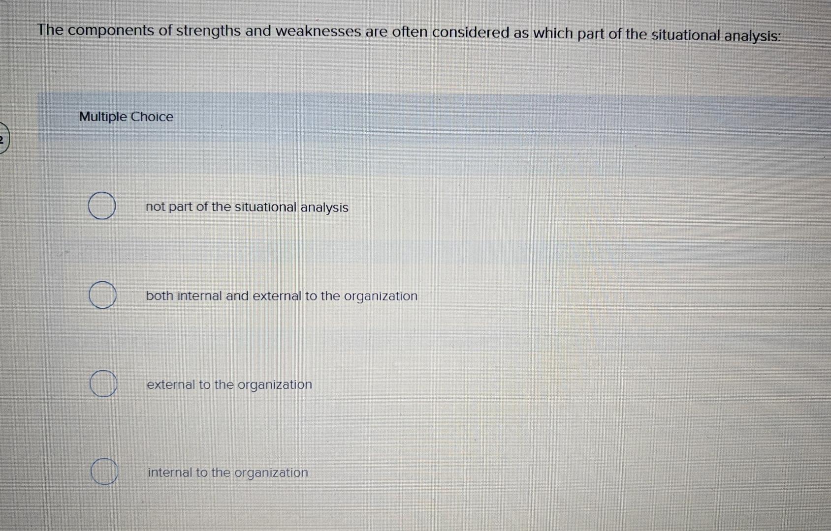 Solved The components of strengths and weaknesses are often | Chegg.com