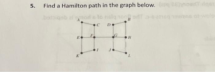 Solved 5. Find a Hamilton path in the graph below. | Chegg.com