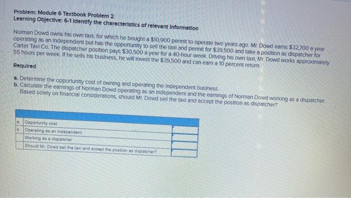 Solved Problem: Module 6 Textbook Problem 2 Learning | Chegg.com