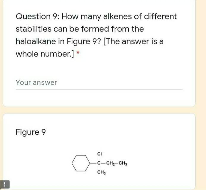 Solved Question 9: How many alkenes of different stabilities | Chegg.com