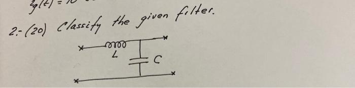 Solved 2. (20) Classify the given filter. 采 L “士。 | Chegg.com