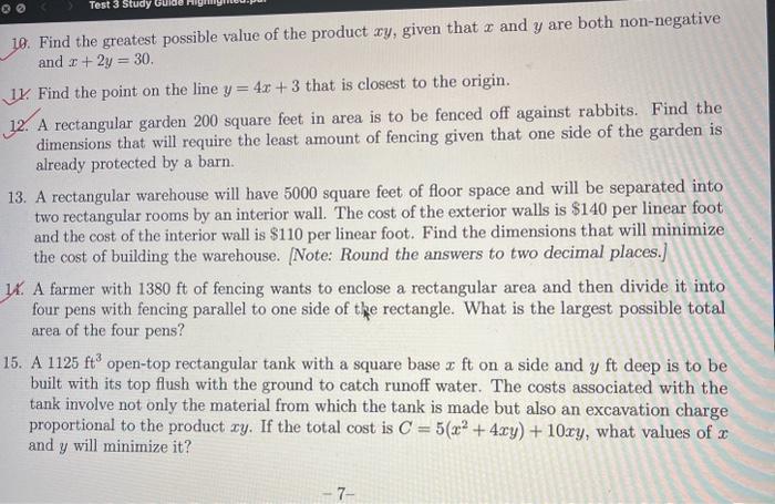 Solved 10. Find the greatest possible value of the product | Chegg.com