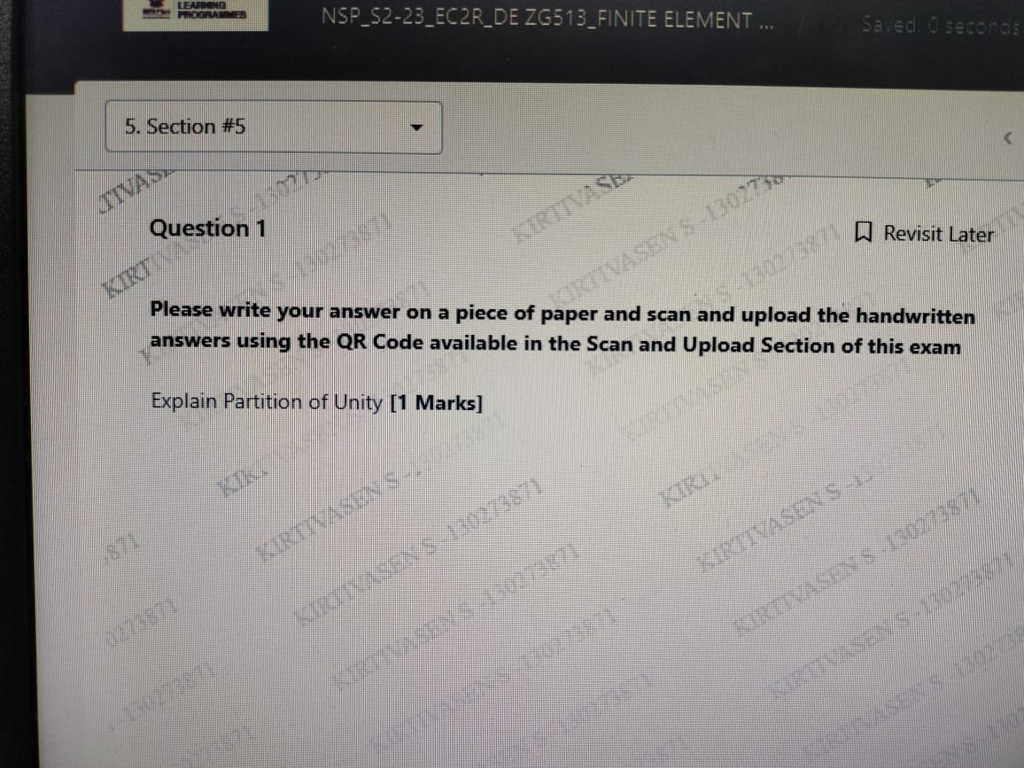 Solved Explain Partition Of Unity 1 marks