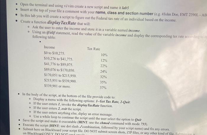 Solved - Open the terminal and using vi/vim create a new | Chegg.com