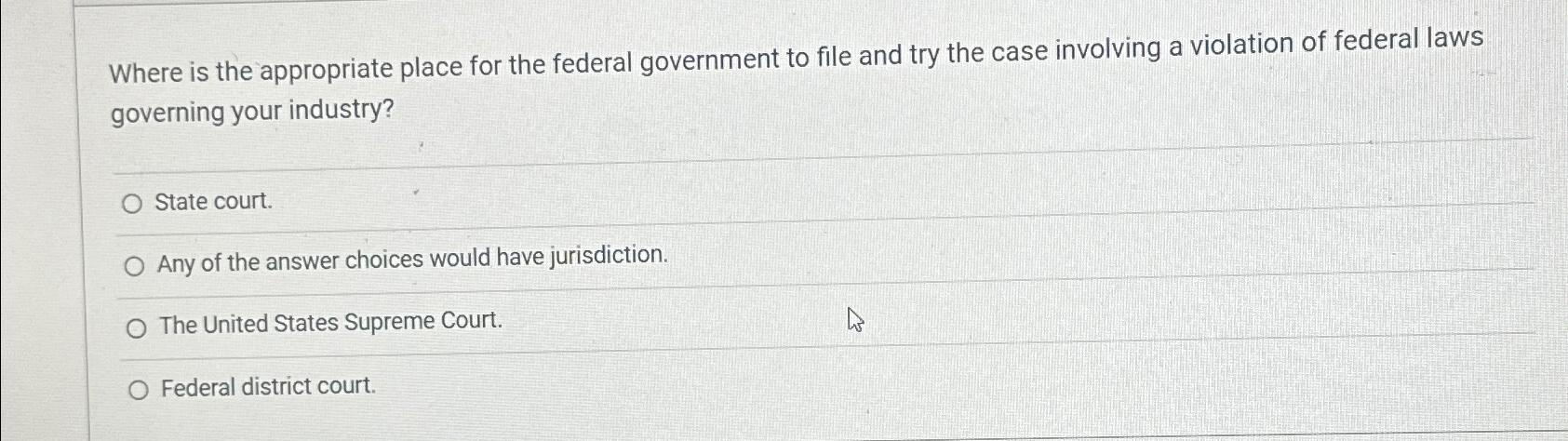 Where is the appropriate place for the federal | Chegg.com