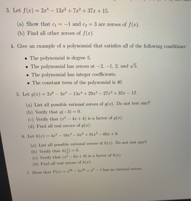 Solved 3. Let f(x) = 2x4 – 13.x} + 7x2 + 37.x + 15. (a) Show | Chegg.com