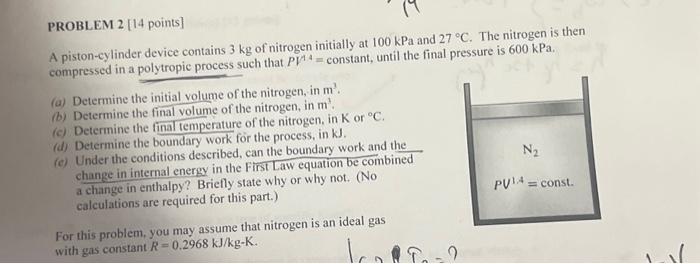 Solved PROBLEM 2 [14 points] A piston-cylinder device | Chegg.com