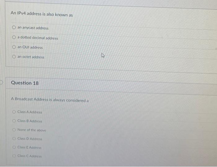 Solved An IPv4 address is also known as an anycast address | Chegg.com