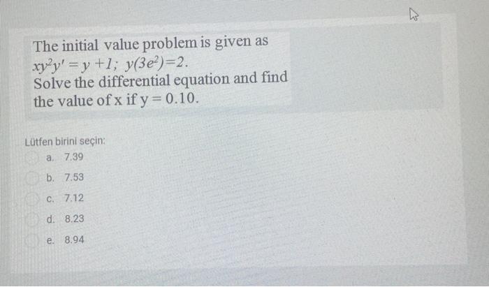 Solved The initial value problem is given as xyy' = y +1; | Chegg.com