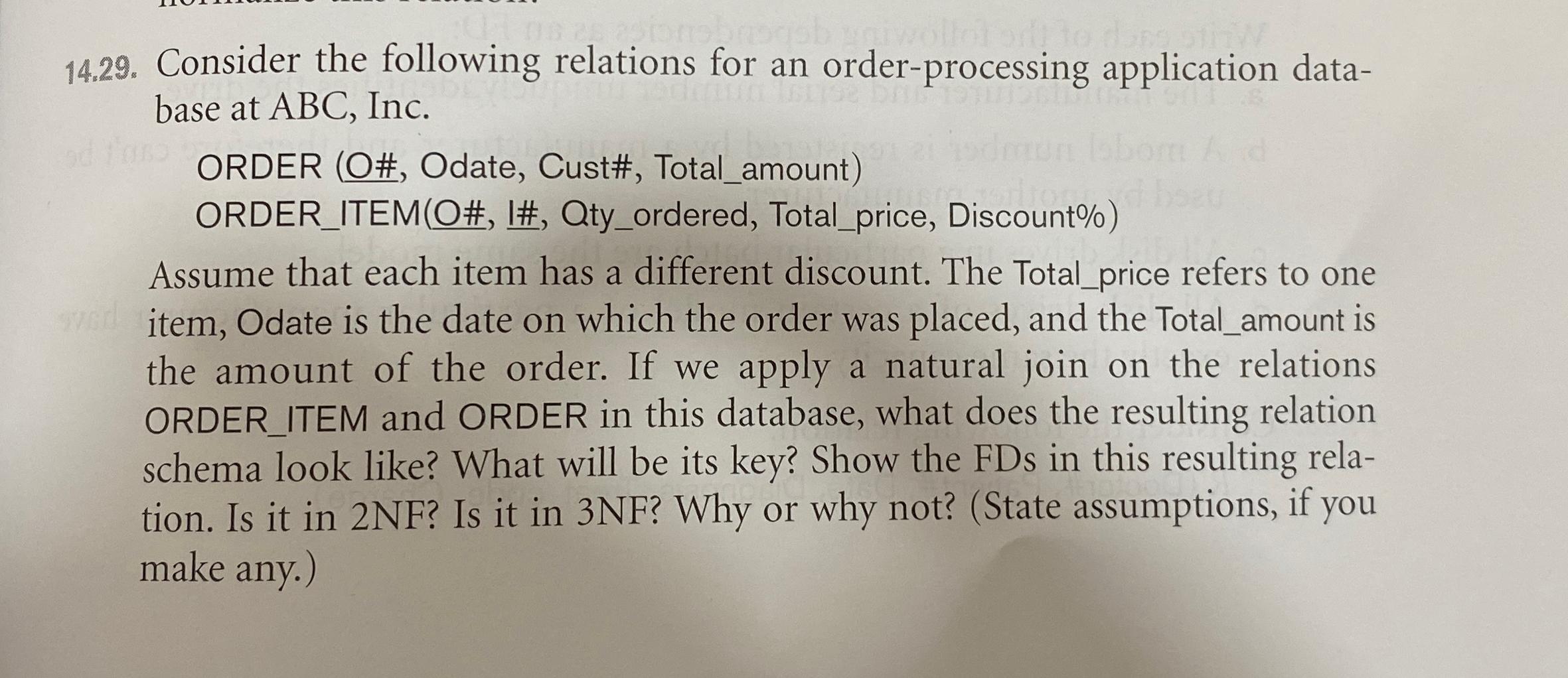Solved 14.29. ﻿Consider the following relations for an | Chegg.com