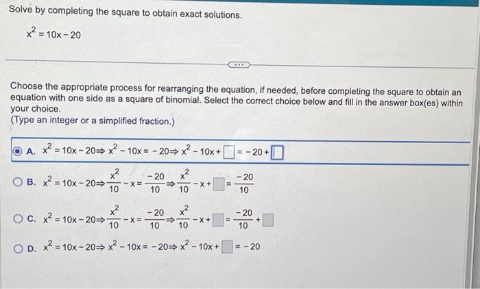 Solved Solve by completing the square to obtain exact | Chegg.com