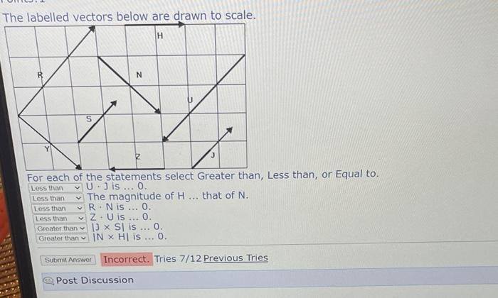 Solved The labelled vectors below are drawn to scale. For | Chegg.com
